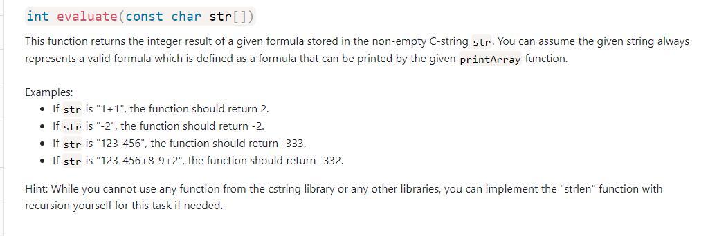 Solved Int Evaluateconst Char Str This Function Returns 1016