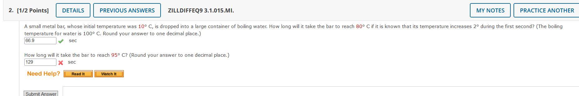Solved 2. [1/2 Points] DETAILS PREVIOUS ANSWERS ZILLDIFFEQ9 | Chegg.com