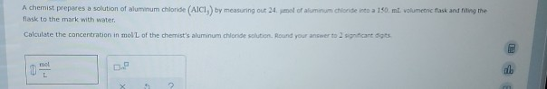 Solved A chemist prepares a solution of aluminum chloride | Chegg.com