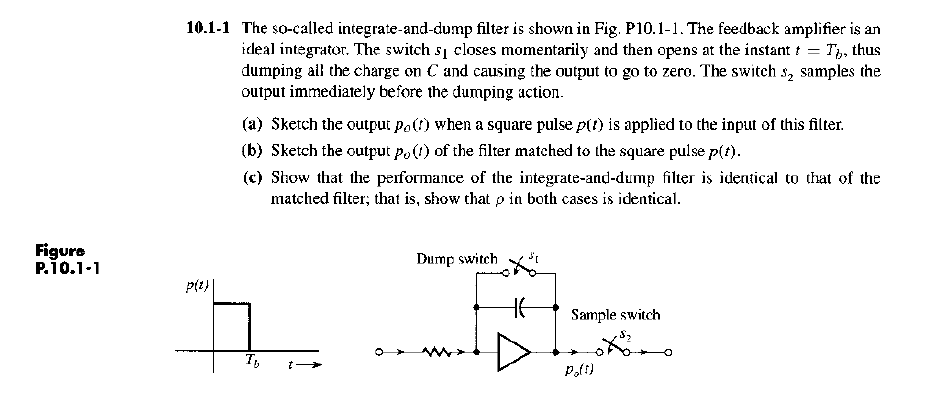 Solved 10.1-1 The so-called integrate-and-dump filter is | Chegg.com