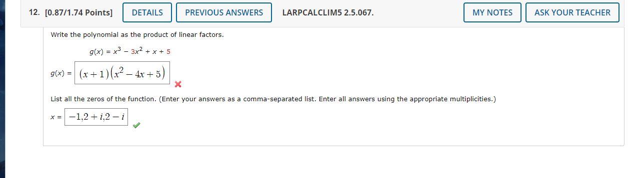 Solved Write the polynomial as the product of linear | Chegg.com