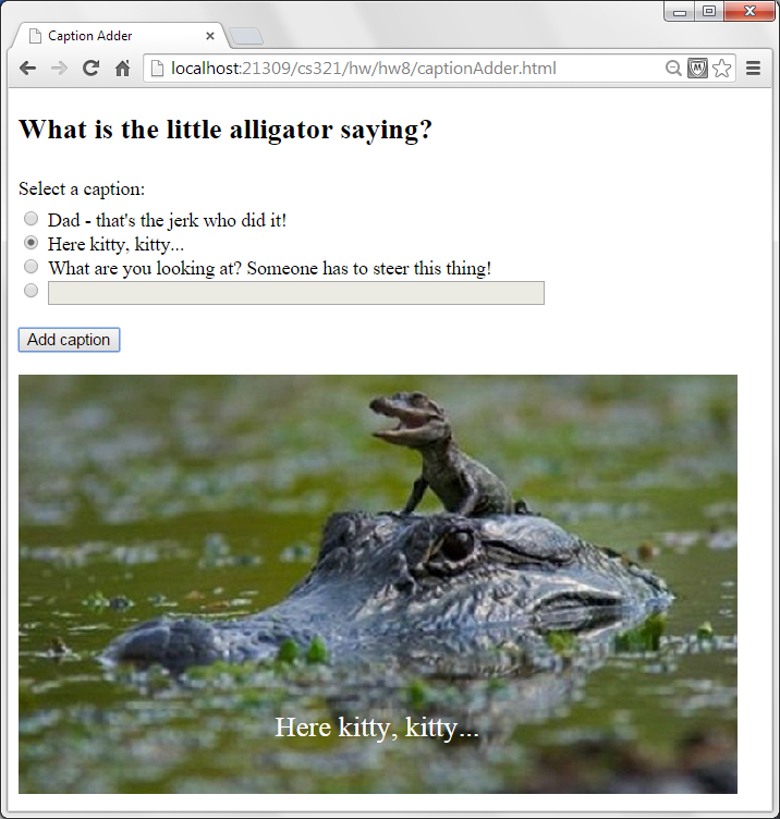 Solved PROJECT Create a web page named captionAdder.html | Chegg.com