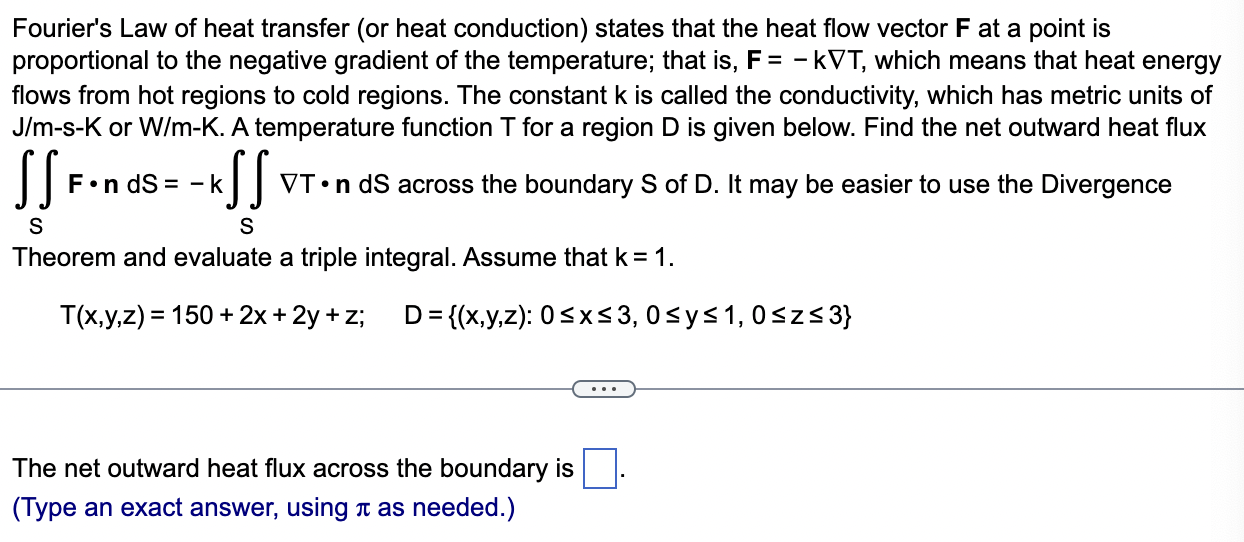 Solved Fourier's Law of heat transfer (or heat conduction) | Chegg.com