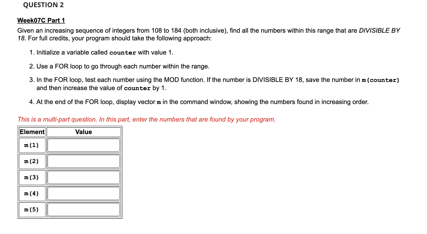 Solved Week07C Part 1 Given an increasing sequence of | Chegg.com
