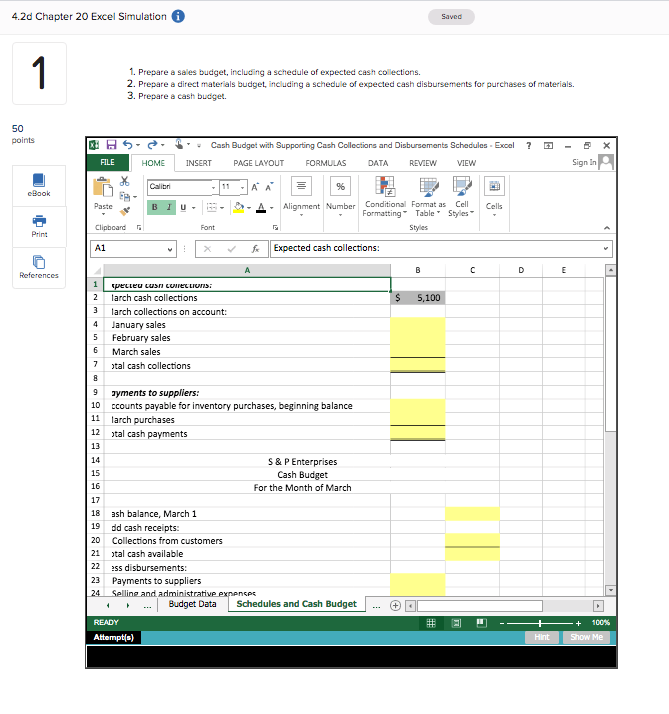 Solved 4.2d Chapter 20 Excel Simulation Saved 1 1. Prepare a | Chegg.com