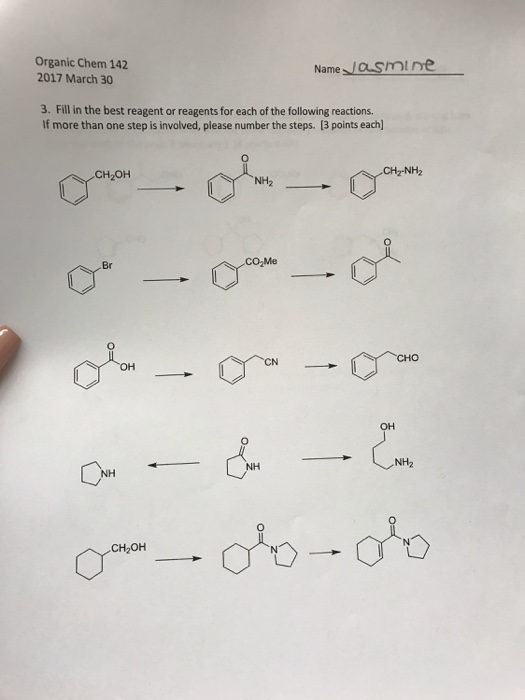 Solved Fill in the best reagent or reagents for each of the | Chegg.com