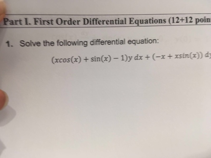 Solved Solve the following differential equation: (xcos(x) | Chegg.com
