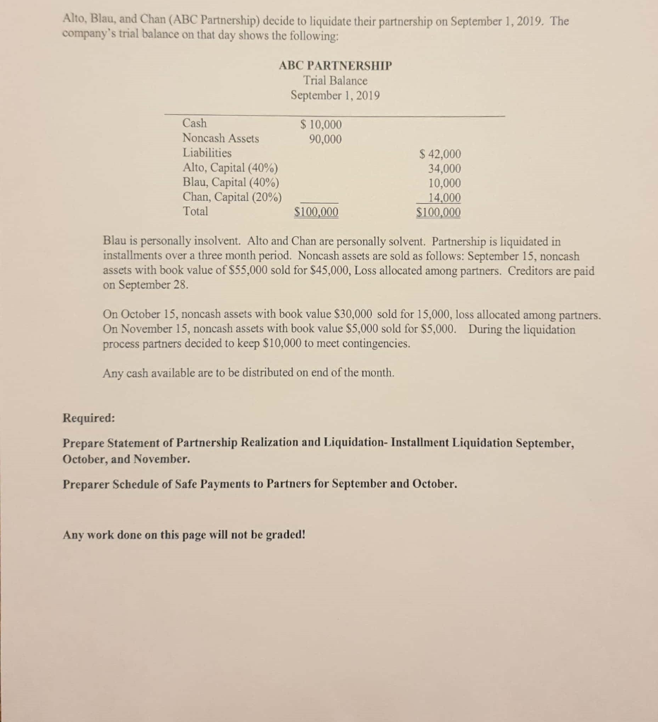 Solved 1) Prepare Statement of Partnership Realization and | Chegg.com