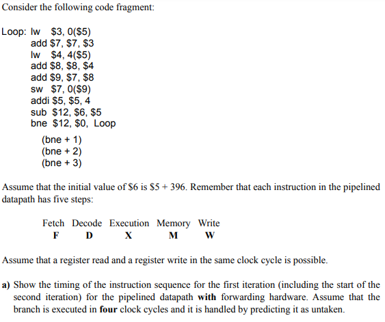 Solved Consider the following code fragment: Loop: lw | Chegg.com
