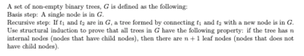 Solved A Set Of Non Empty Binary Trees G Is Defined As The 