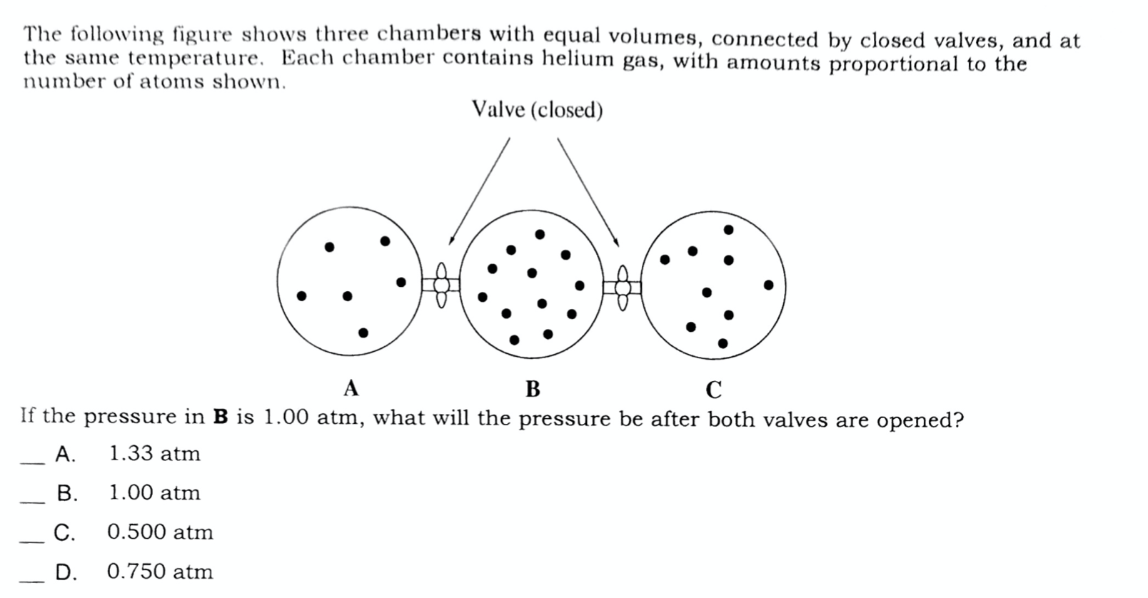 Solved The following figure shows three chambers with equal | Chegg.com