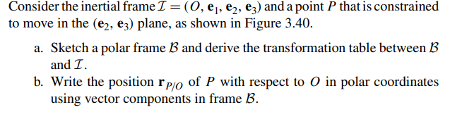 Solved Consider the inertial frame I=(O,e1,e2,e3) and a | Chegg.com