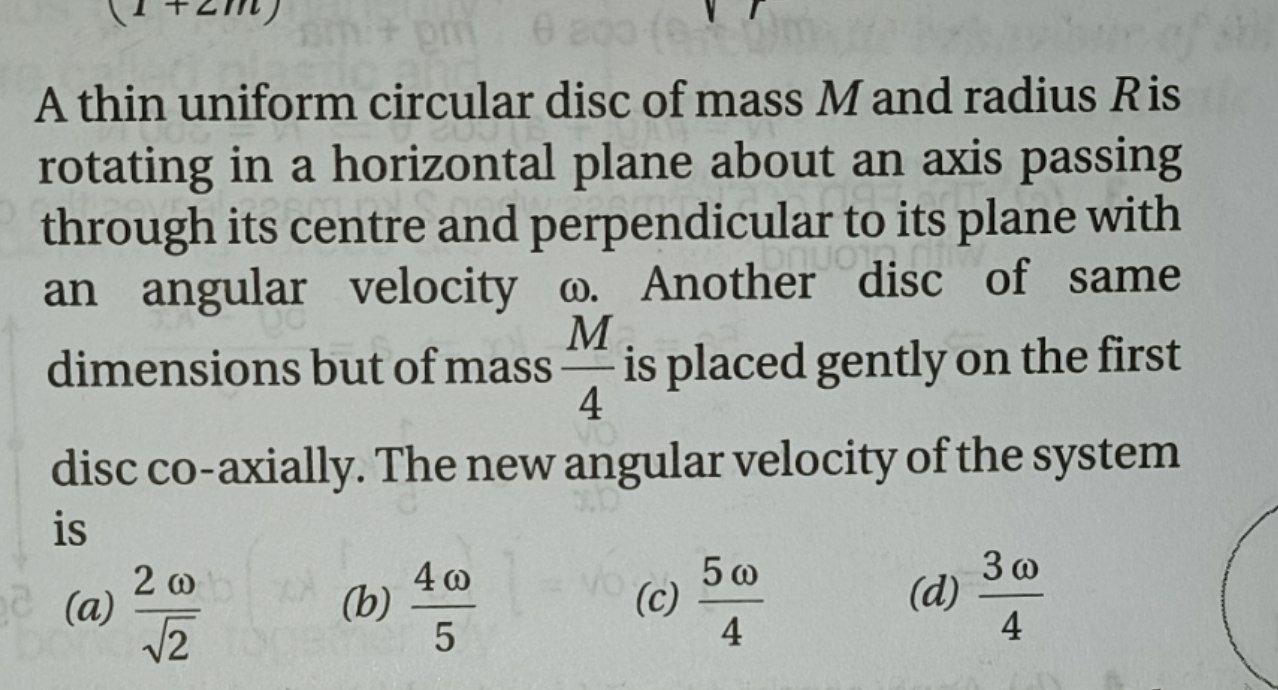 Solved JO A thin uniform circular disc of mass M and radius | Chegg.com