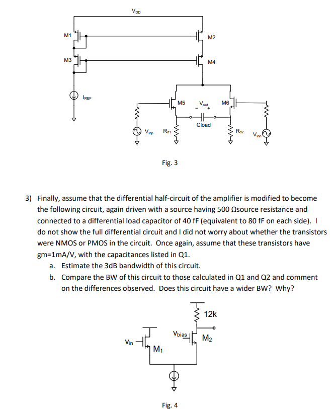 Solved 3) Finally, assume that the differential half-circuit | Chegg.com
