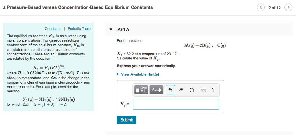 Solved t Pressure-Based versus Concentration-Based | Chegg.com