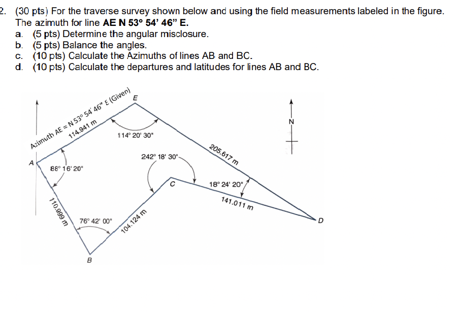 Solved This is a surveying question for the field | Chegg.com