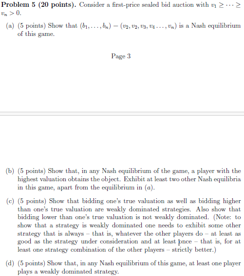 Solved .Problem 5 (20 ﻿points). ﻿Consider a first-price | Chegg.com