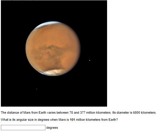 Solved The distance of Mars from Earth varies between 78 and | Chegg.com