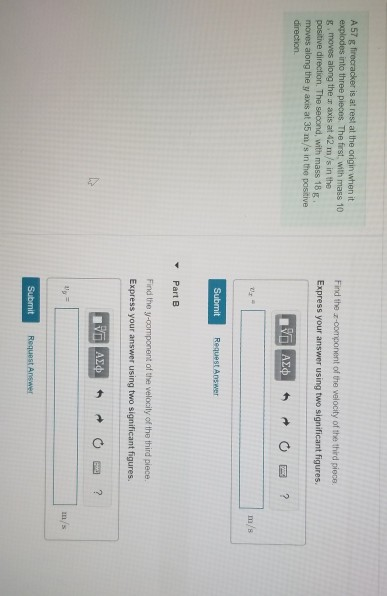 Solved A 57 firecracker is at rest at the origin when it | Chegg.com
