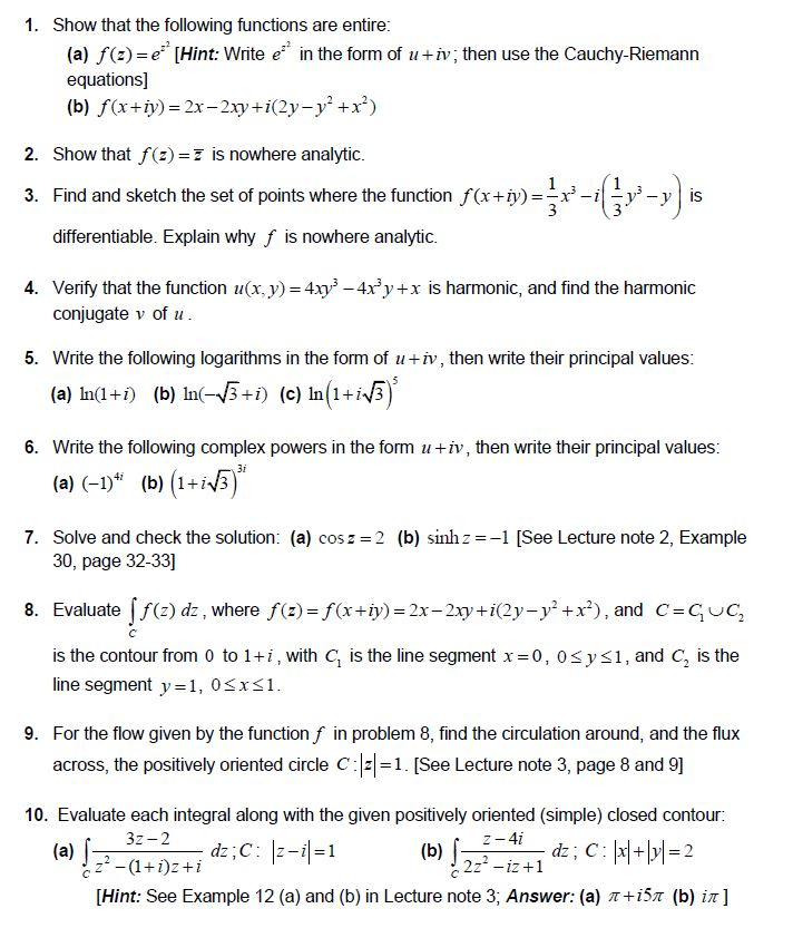 Solved 1. Show that the following functions are entire: (a) | Chegg.com