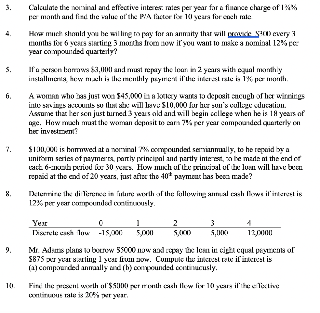 Solved 3. Calculate the nominal and effective interest rates | Chegg.com