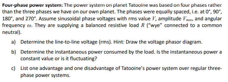 Solved Four-phase power system: The power system on planet | Chegg.com