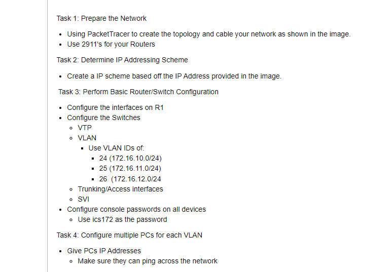 Solved Task 1: Prepare the Network - Using PacketTracer to | Chegg.com