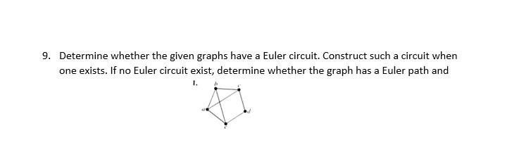 Solved 9. Determine whether the given graphs have a Euler | Chegg.com