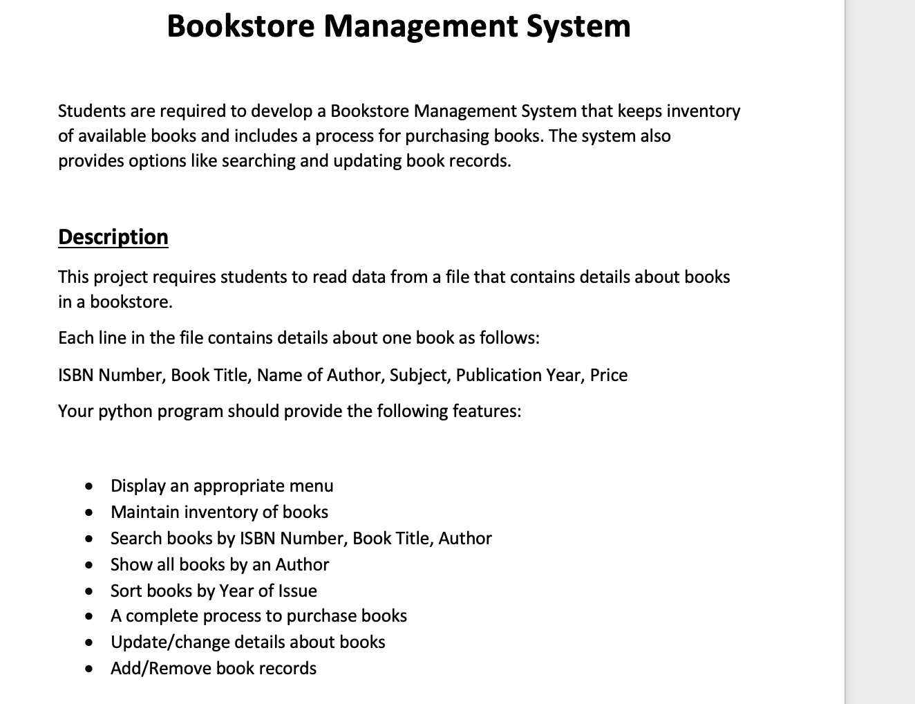Bookstore Management System Students are required to | Chegg.com
