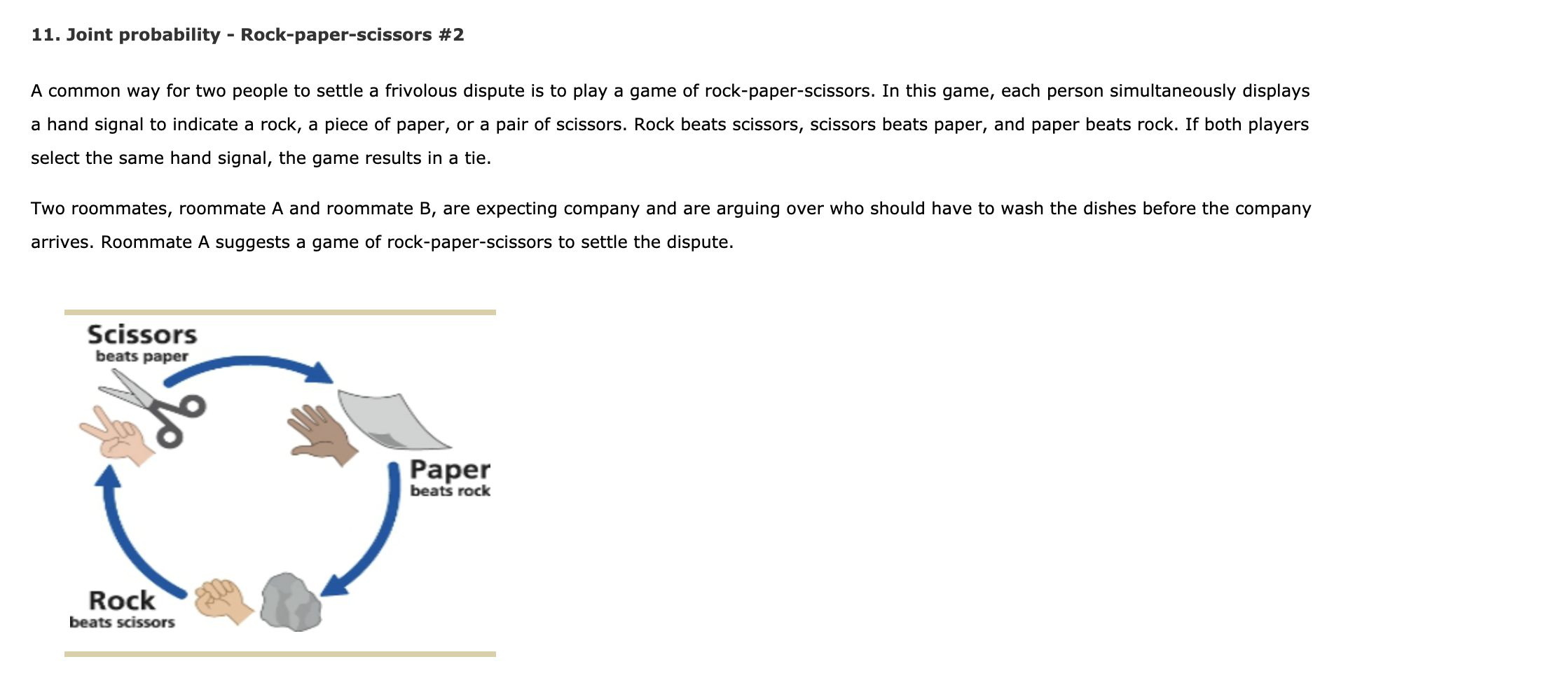 Solved 11. Joint probability - Rock-paper-scissors #2 A | Chegg.com