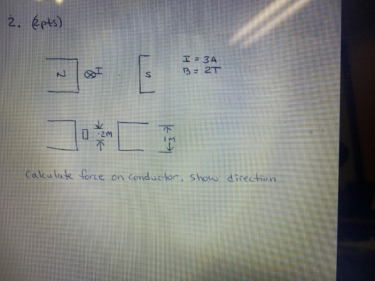 Solved \&I [I=3ASB=2T calculate force on conductor. Show | Chegg.com