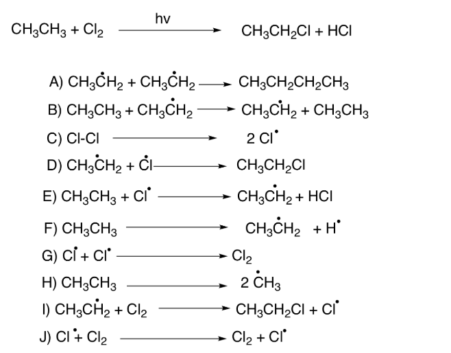 Solved hv CH3CH3 Cl2 CH3CH2CI + HСІ A) CH,Cн, + CH,сн.— | Chegg.com