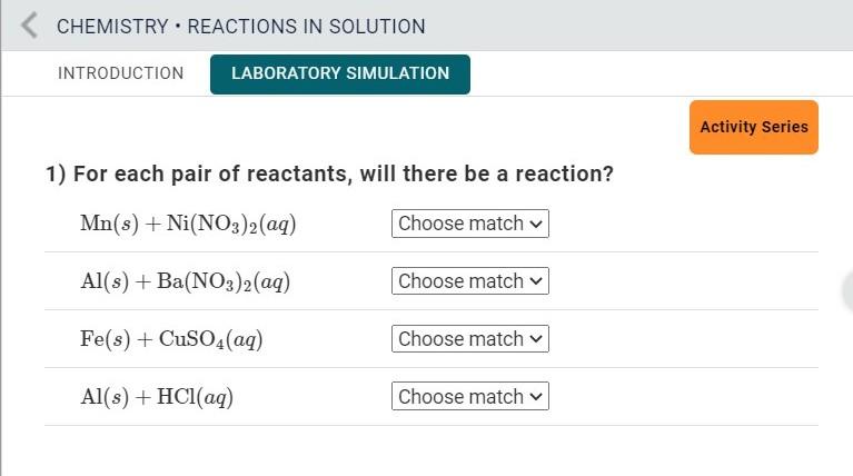 Solved CHEMISTRY · REACTIONS IN SOLUTION INTRODUCTION | Chegg.com