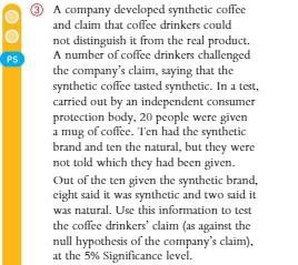 Solved PS A company developed synthetic coffee and claim | Chegg.com