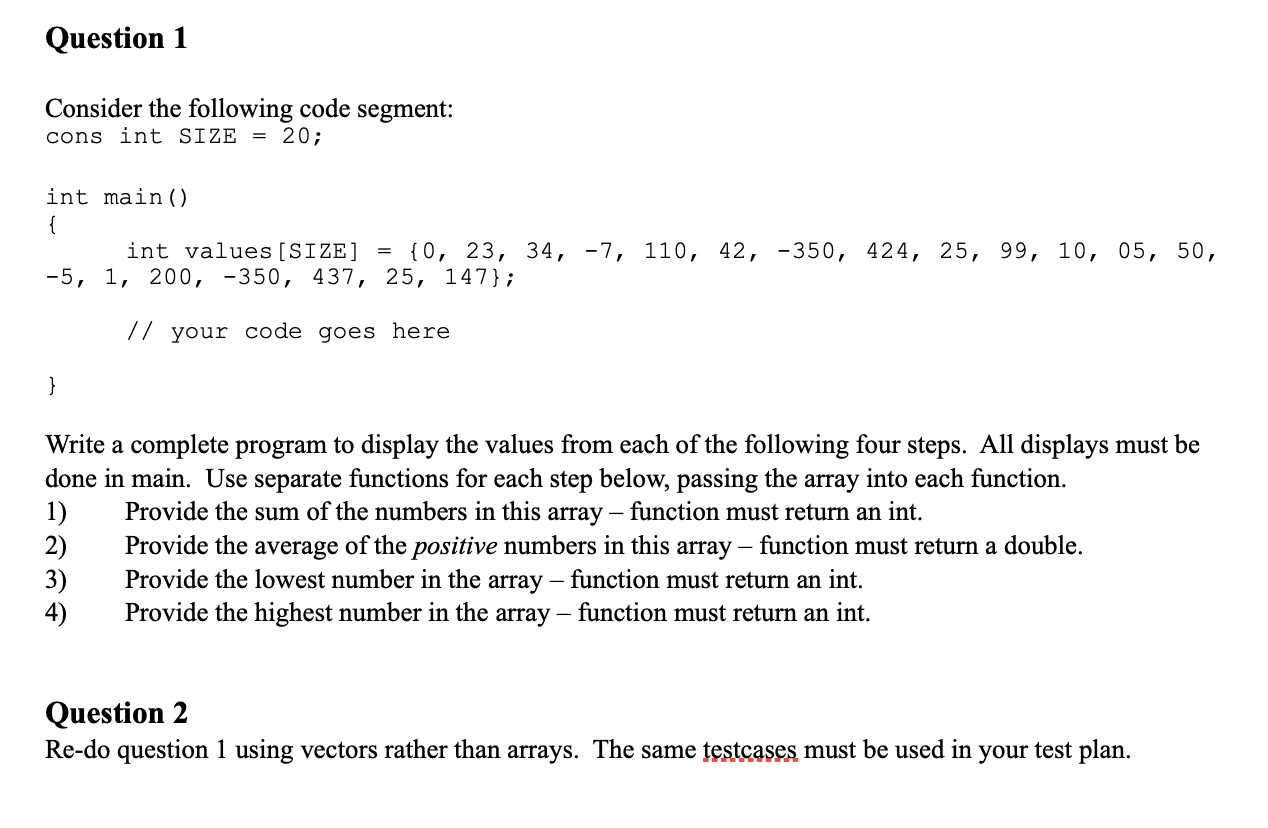 Solved Question 1 Consider the following code segment: cons | Chegg.com