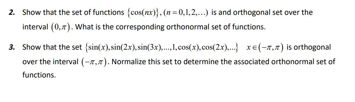 Solved 2. Show that the set of functions | Chegg.com