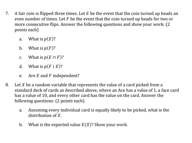Solved Please provide answers and work for all 8 questions | Chegg.com