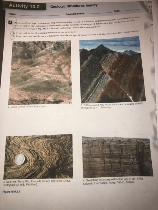 Solved Activity 10.2 Geologic Structures Inquiry Name: Date: | Chegg.com