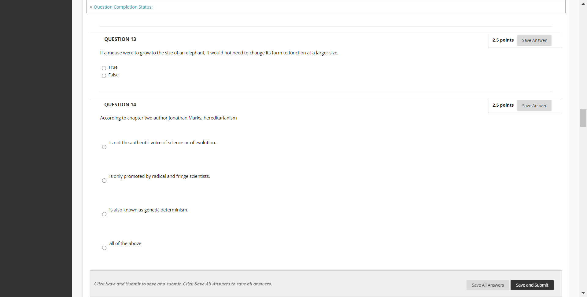 Question Completion Status: QUESTION 1 2.5 points | Chegg.com