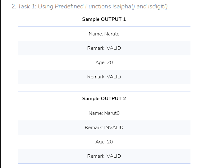 Solved 2. Task 1: Using Predefined Functions isalpha() and | Chegg.com
