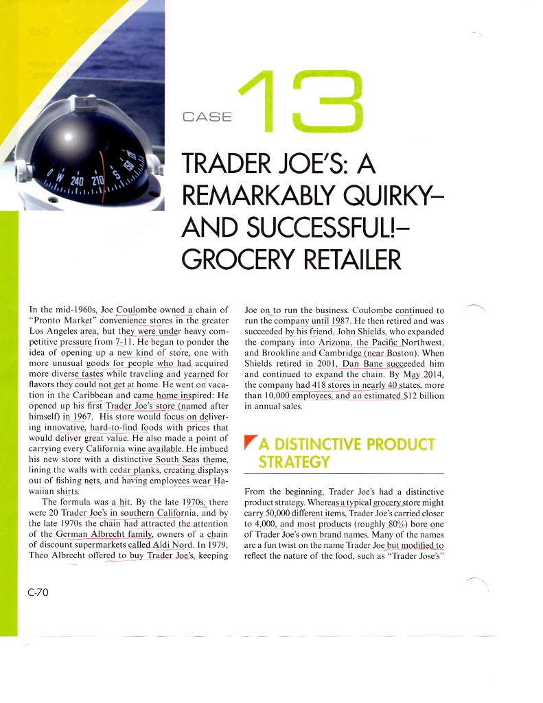 13 CASE TRADER JOE'S: A REMARKABLY QUIRKY- AND | Chegg.com