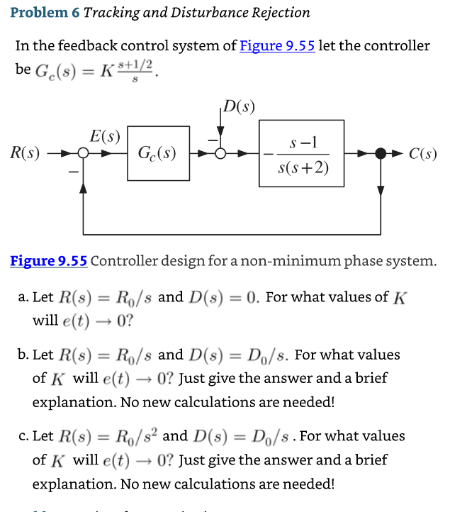 Solved Problem 6 Tracking and Disturbance Rejection = In the | Chegg.com