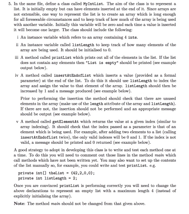 Solved The main method in the class ArrayTask1 declares and | Chegg.com