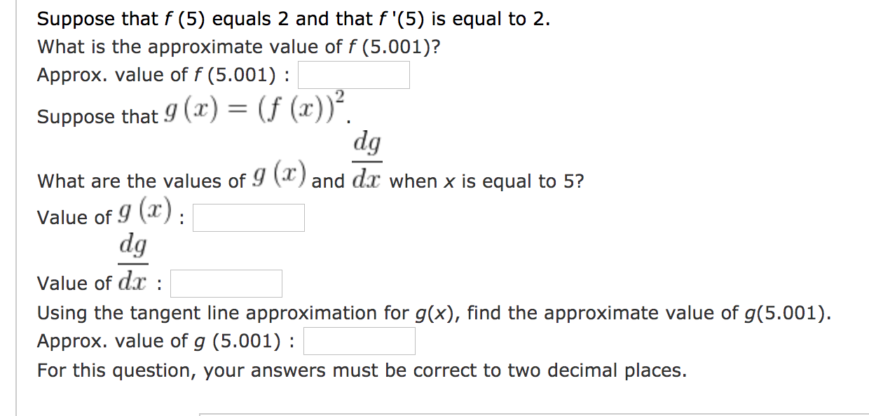 Solved Suppose that f (5) equals 2 and that f'(5) is equal | Chegg.com