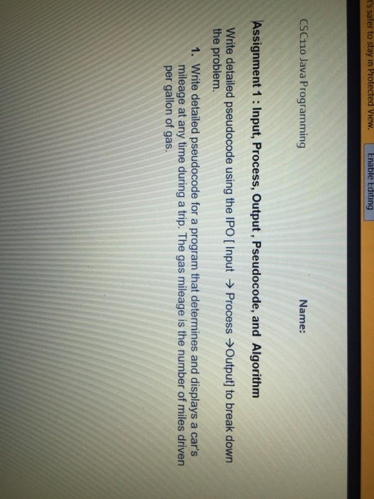 Solved s safer to stay in Protected View Enable Editing | Chegg.com