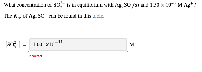 Solved What concentration of SO2−3 is in equilibrium with | Chegg.com