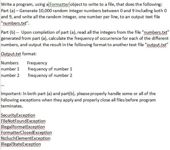 Solved Write a program, using a Formatter object to write to | Chegg.com