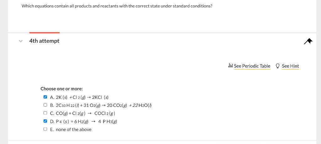Solved Which equations contain all products and reactants | Chegg.com