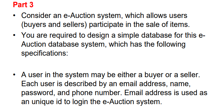 Solved Part 3 • Consider an e-Auction system, which allows | Chegg.com