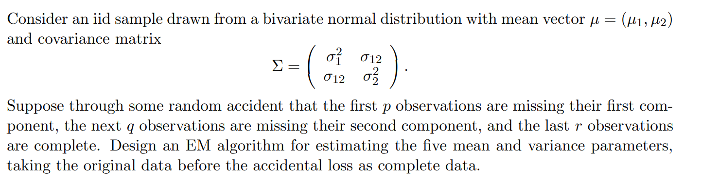 Solved Consider an iid sample drawn from a bivariate normal | Chegg.com